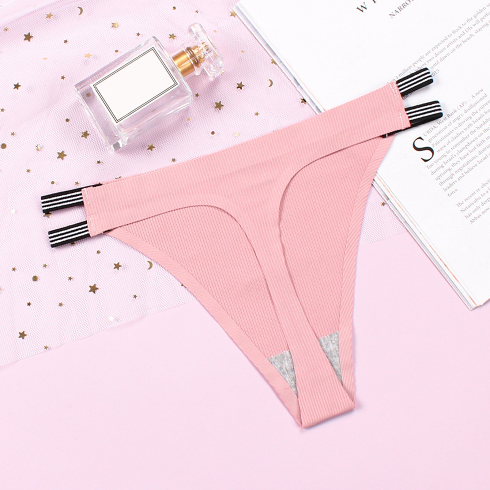 Roliyen Underwear For Women Medium Waist Ice Silk Traceless Thread