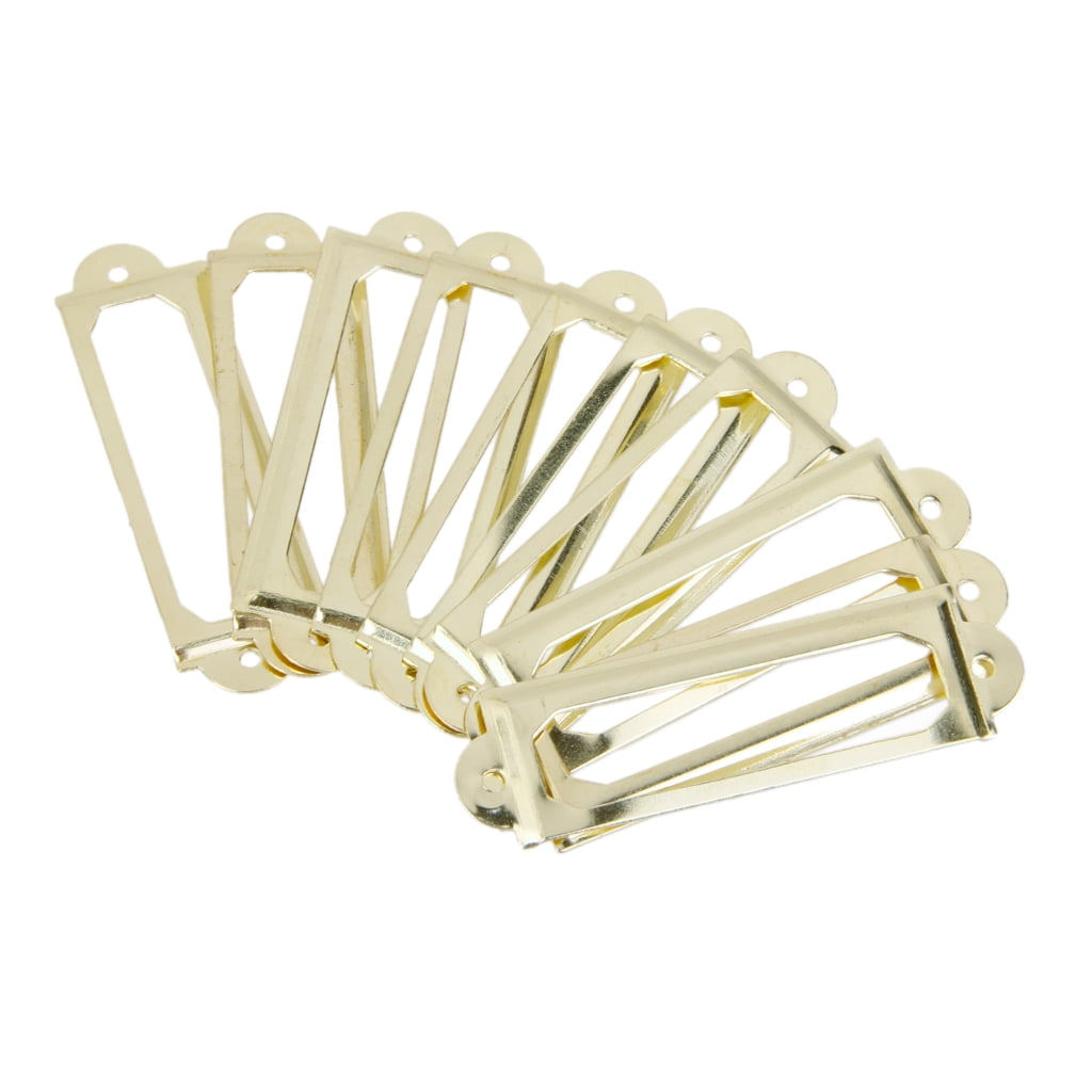 50x Drawer Cabinet Tag Pull Handle File Name Card Holder Golden ...
