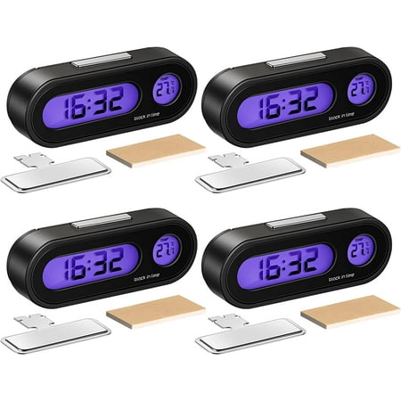 4 Pack LED Digital Clock Thermometer Car Dashboard Clock Thermometer ...