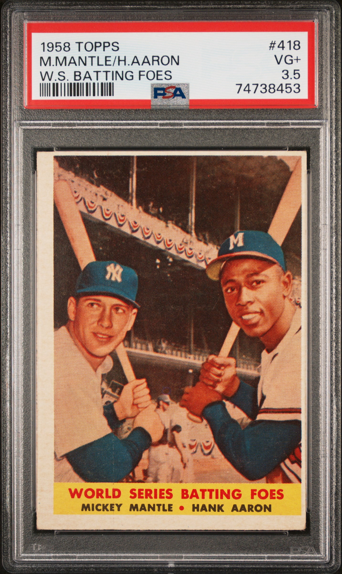1958 Topps M. Mantle H. Aaron #418 W. S. Batting Foes PSA 3.5 - Walmart.com