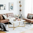 Costway Modern Coffee Table with Faux Marble Tabletop & Golden Y-shaped ...