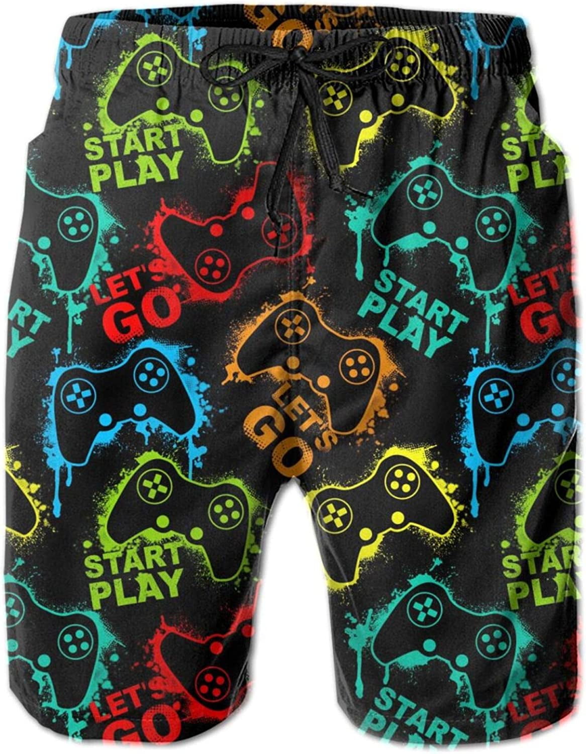 Men's Abstract-Gamepad-Weapon-Gamer-Gaming Swim Trunks Quick Dry Board ...