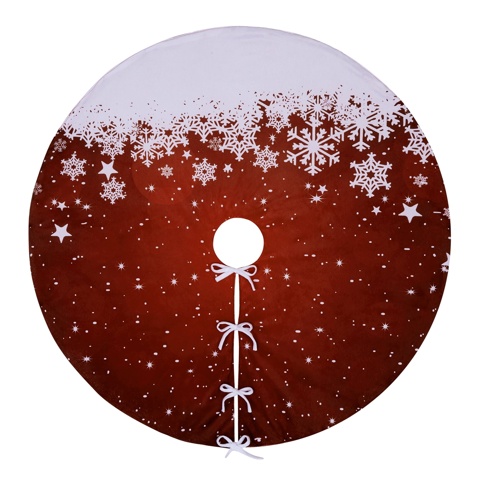 48 Inch Red Christmas Tree Skirt Snowflakes Tree Skirt Double Layers ...