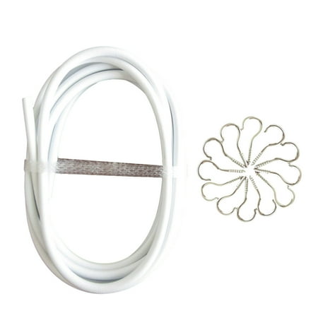 3 meter White Curtain Wire Curtain Hooks and Eyes Cord Plastic Coated ...