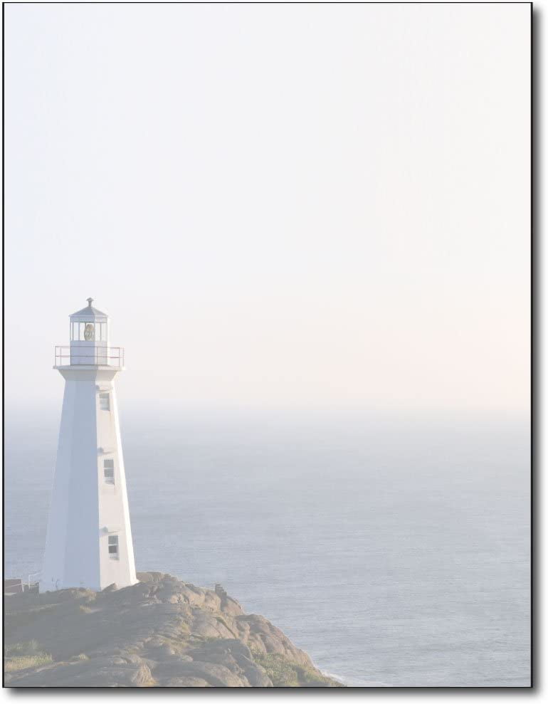 Lighthouse Stationery Paper - 80 Sheets - Peaceful Scenic Letterhead ...