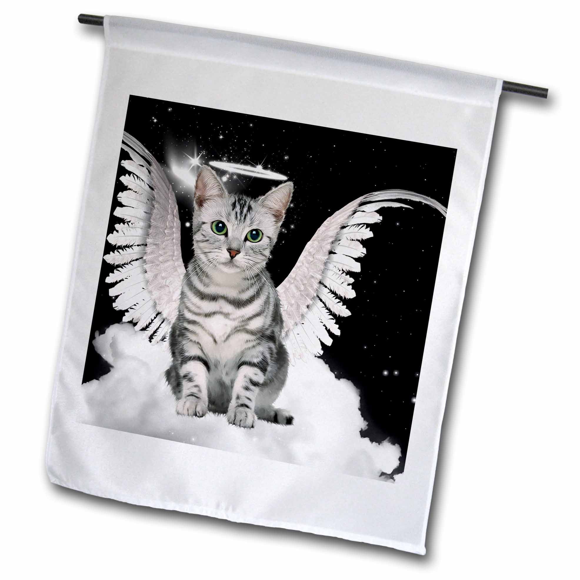 3dRose Gray Tabby Cat Angel Sitting on a Cloud with a cute Halo and ...