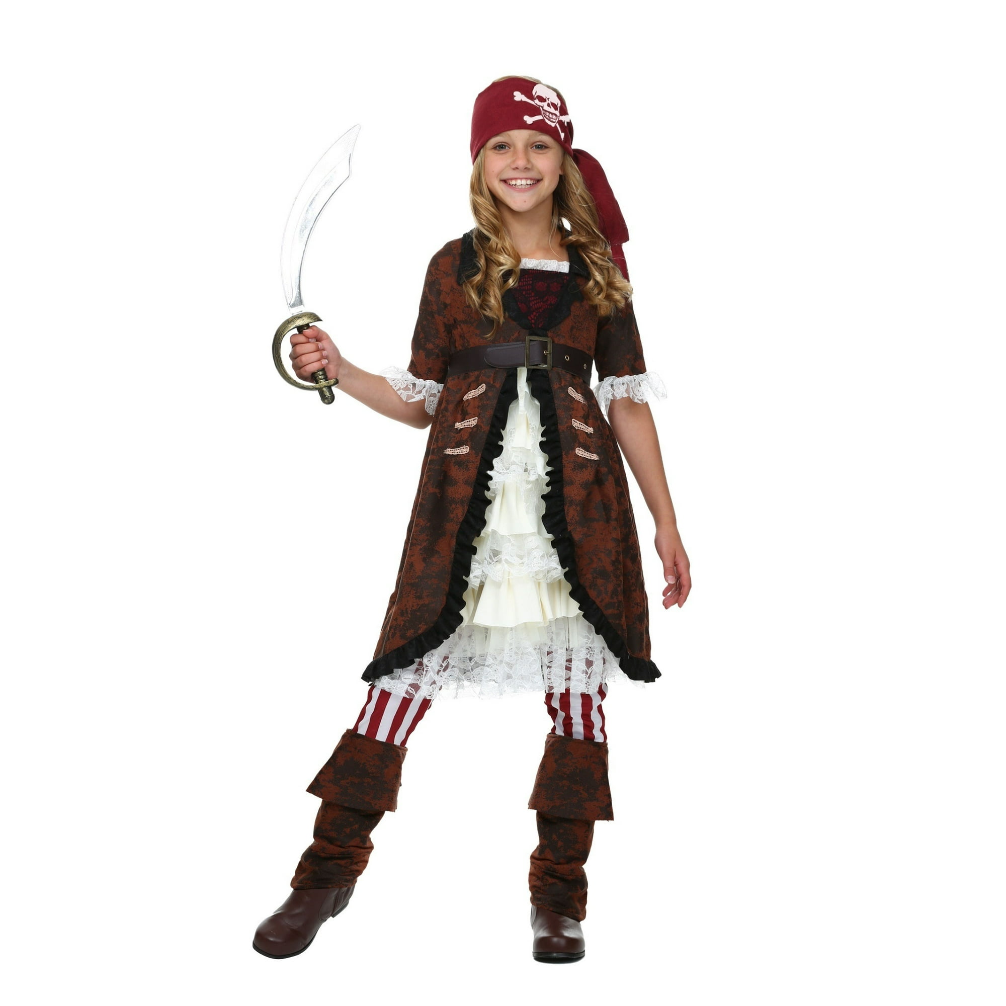Click here for Fun Costumes Girls Brown Coat Pirate Costume X-Lar... prices