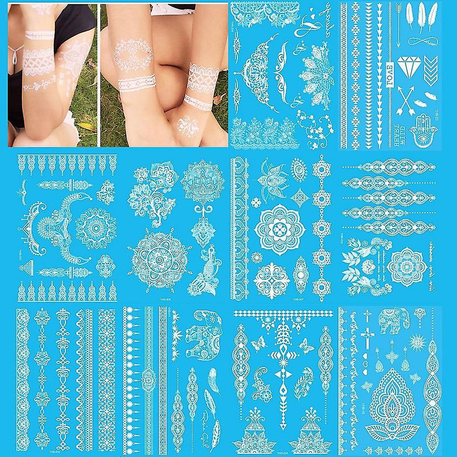 Tatuaje temporal blanco, tatuajes de boda de novia con destellos ...