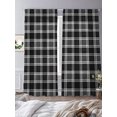Black Grid Sheer Curtains 96 inches Long, Minimalist Pitch Black Plaid ...