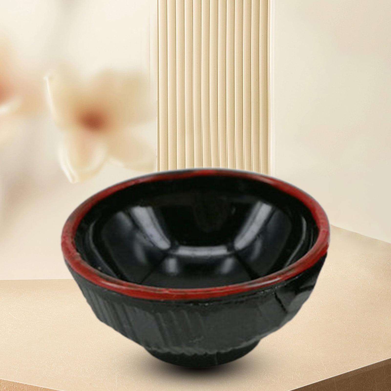 Hesroicy Mini Bowl Black Comfortable Hand Feeling 1/12 Ratio Dollhouse ...