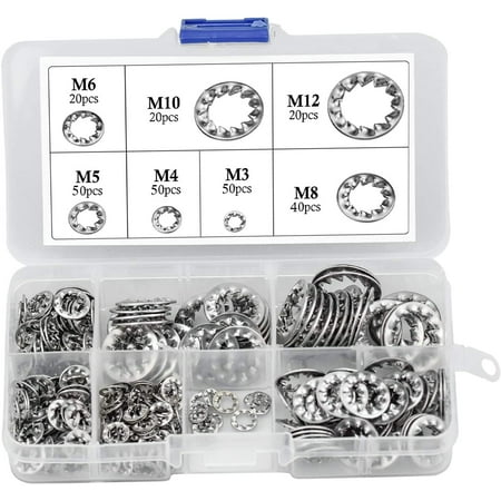 YDJKET 270 Pieces External Tooth Star Washers Lock Washers Flat Washers ...