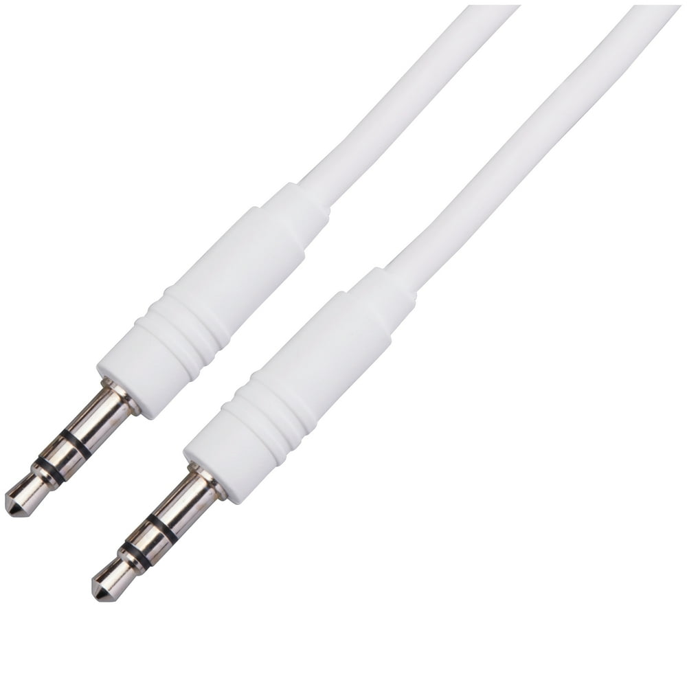 onn. 3' Audio Cable Auxiliary Cord, White - Walmart.com - Walmart.com