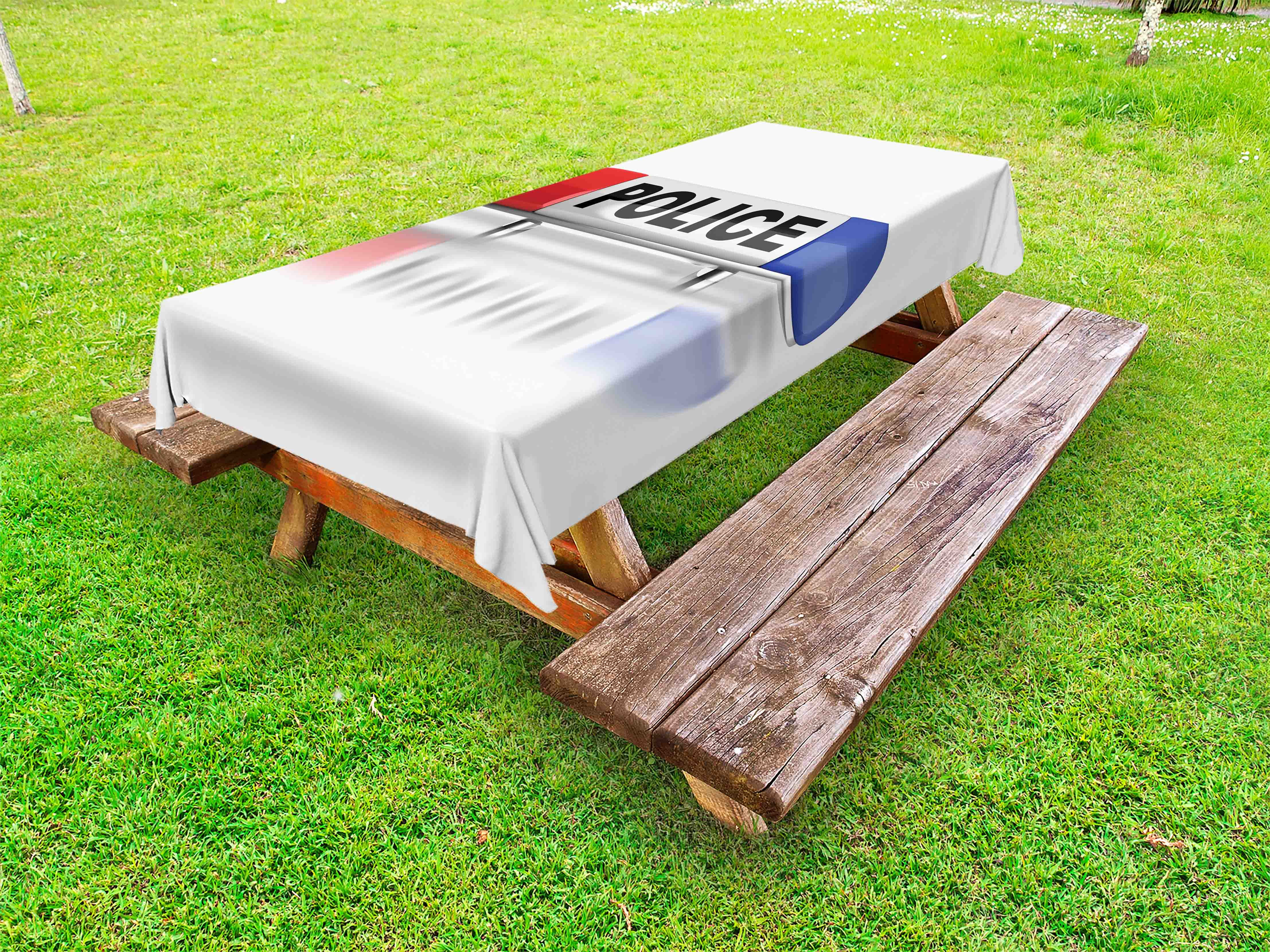 Police Outdoor Tablecloth, Police Car Sirens on Top Cap like Round ...