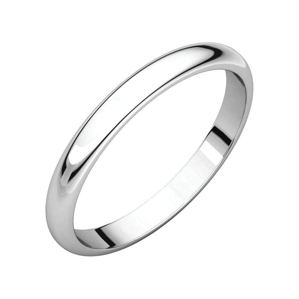 14k White Gold 2 5mm Half Round Band Ring 2 3 Grams Size 7 5