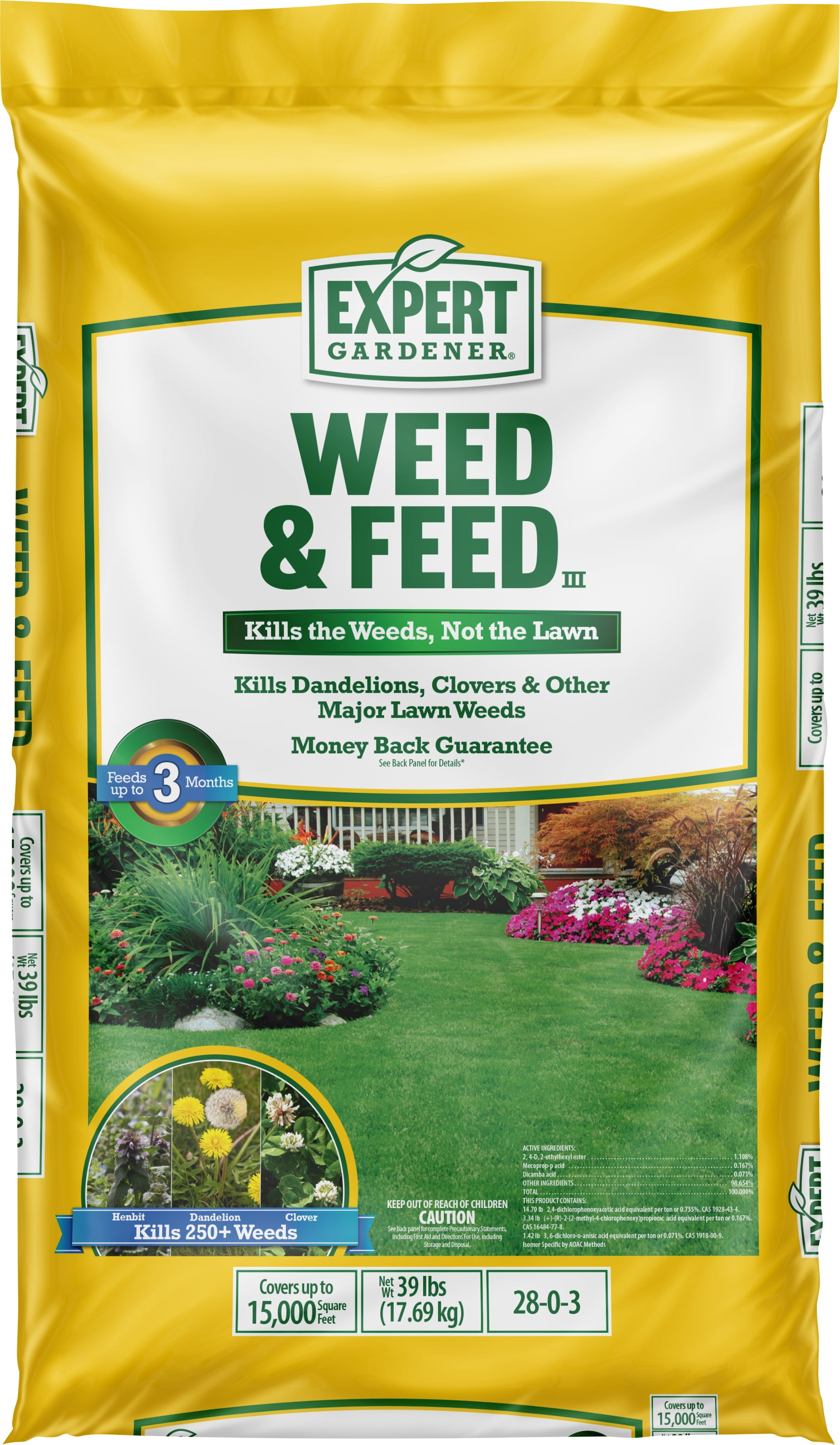 Expert Gardener Weed Feed Lawn Fertilizer 28 0 3 39 Pounds Covers Up
