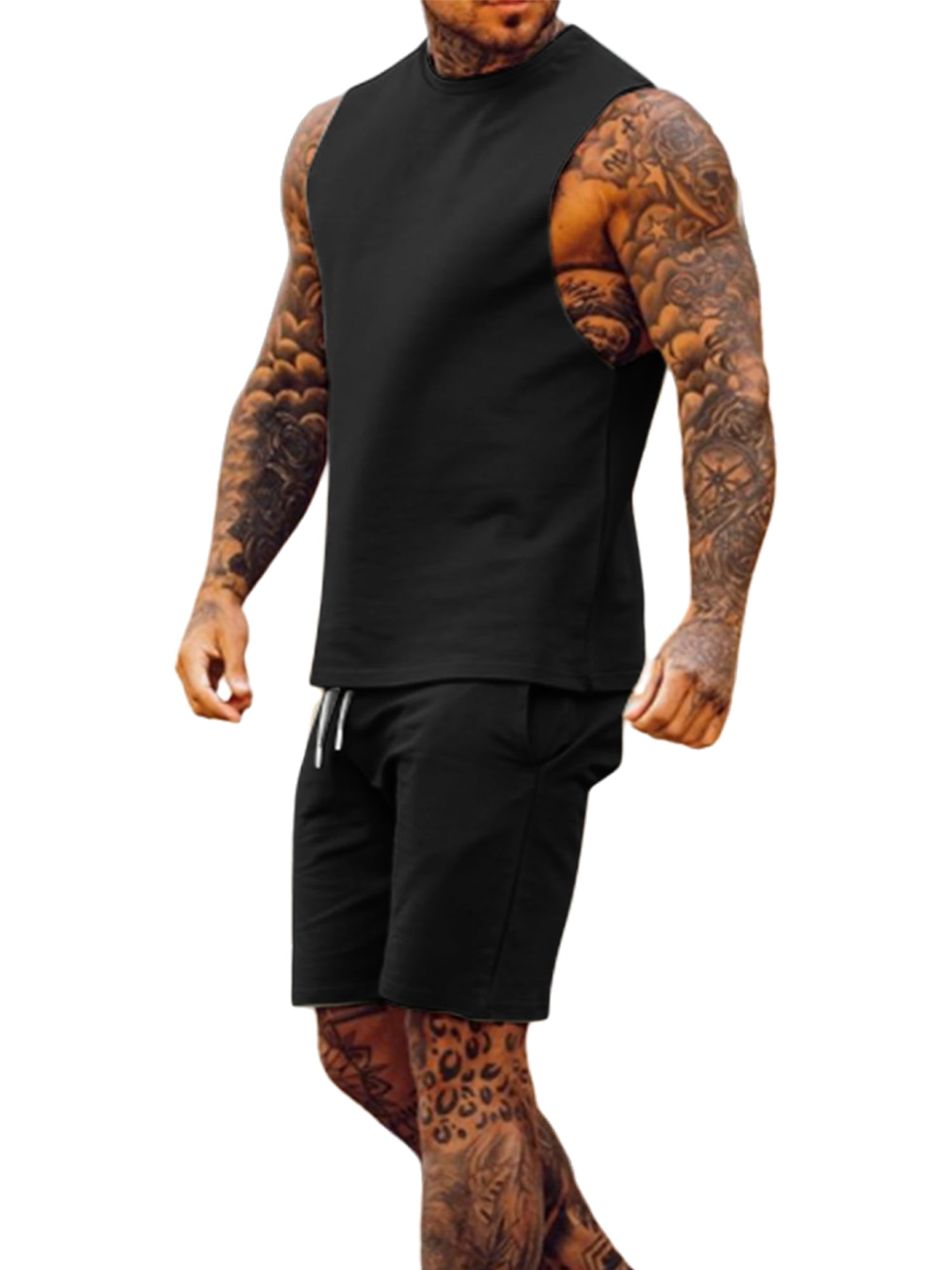Plain Black Tank Top Man