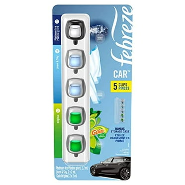 Febreze Car Air Freshener 5-Pack, 4 Gain Original Scent + 1 Heavy Duty ...