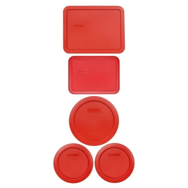 Pyrex Replacement Lid 7201-PC Poppy Red Round Set Plastic Cover (4-Pack ...