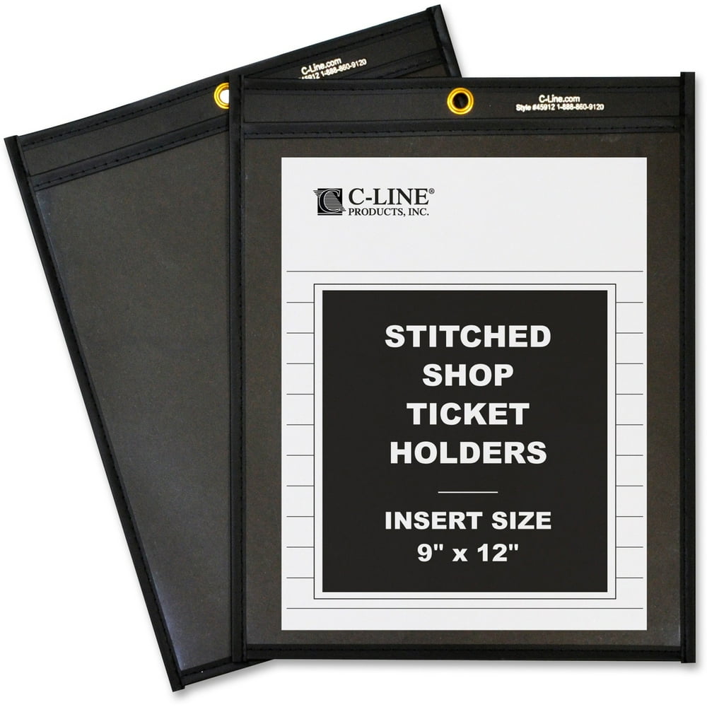 C-Line Shop Ticket Holders, Stitched, One Side Clear, 75", 9 x 12, 25 ...