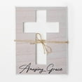 Crystal Art Gallery Amazing Grace Typographic Cross Wood Wall Plaque ...