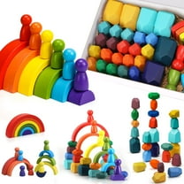 Style-Carry Large Wooden Stacking Blocks, Montessori Toy for Kids 1-6 ...