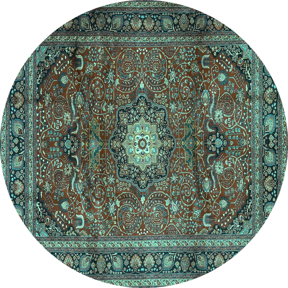 Ahgly Company Indoor Round Persian Turquoise Blue Traditional Area Rugs ...