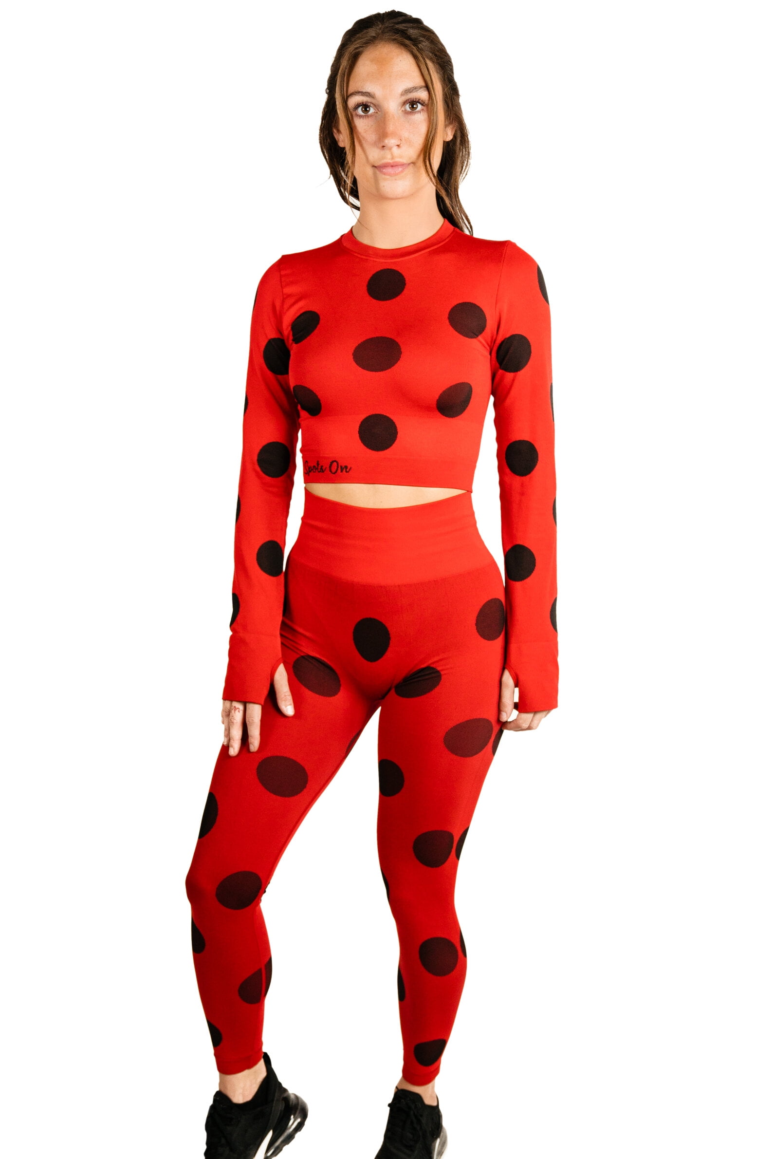 Miraculous Ladybug Womens Seamless Long Sleeve Crop Top And Legging Set