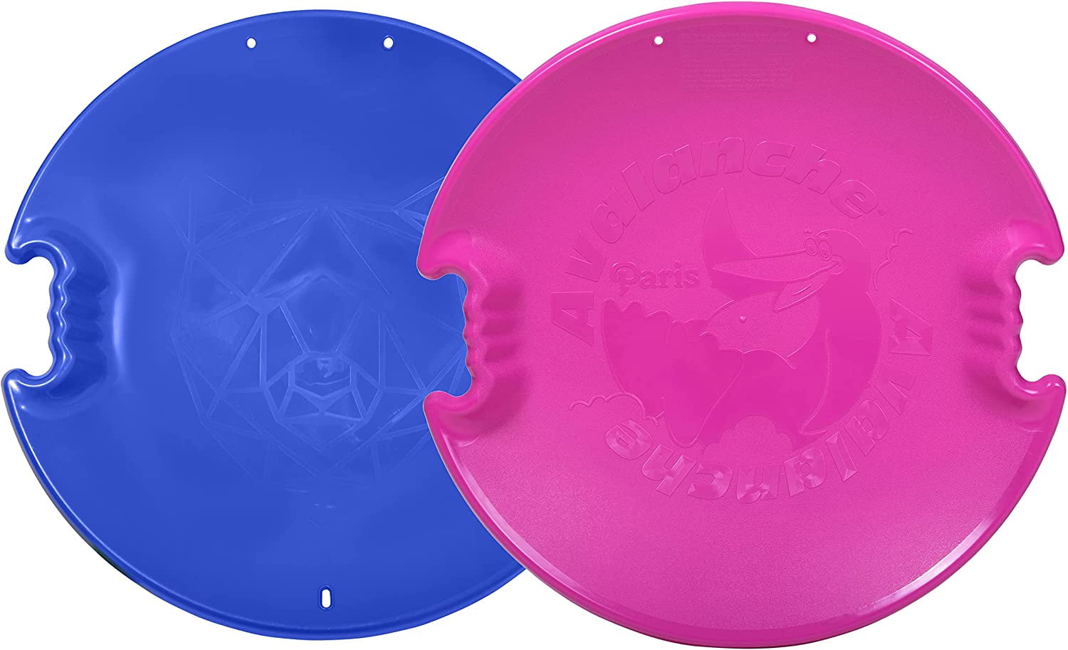 Superio Round Snow Saucer Sled, Blue and Fuchsia 2 Pack Spiral 26 ...
