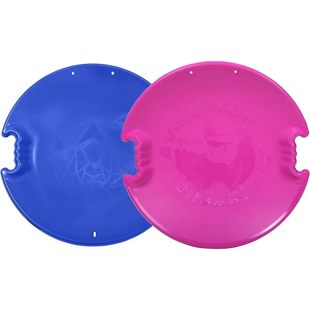 Superio Round Snow Saucer Sled, Blue and Fuchsia 2 Pack Spiral 26 ...