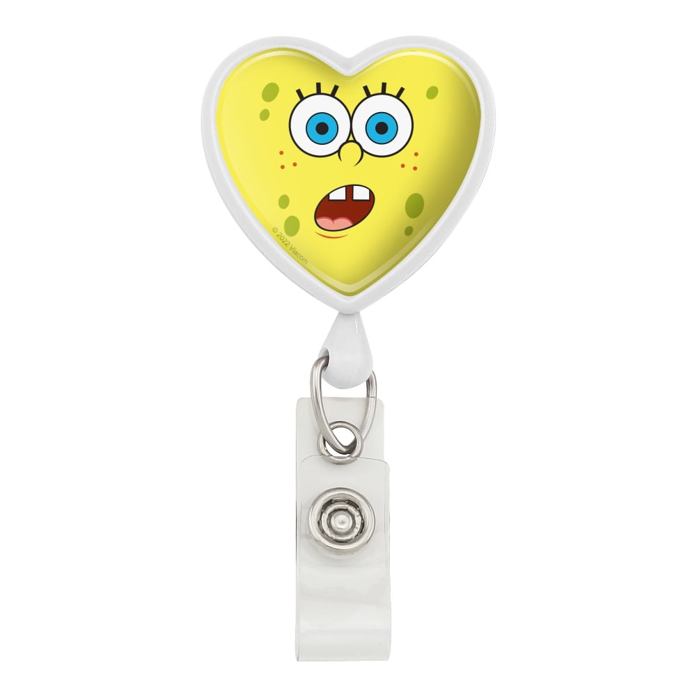 SpongeBob Surprise Face Heart Lanyard Retractable Reel Badge ID Card ...