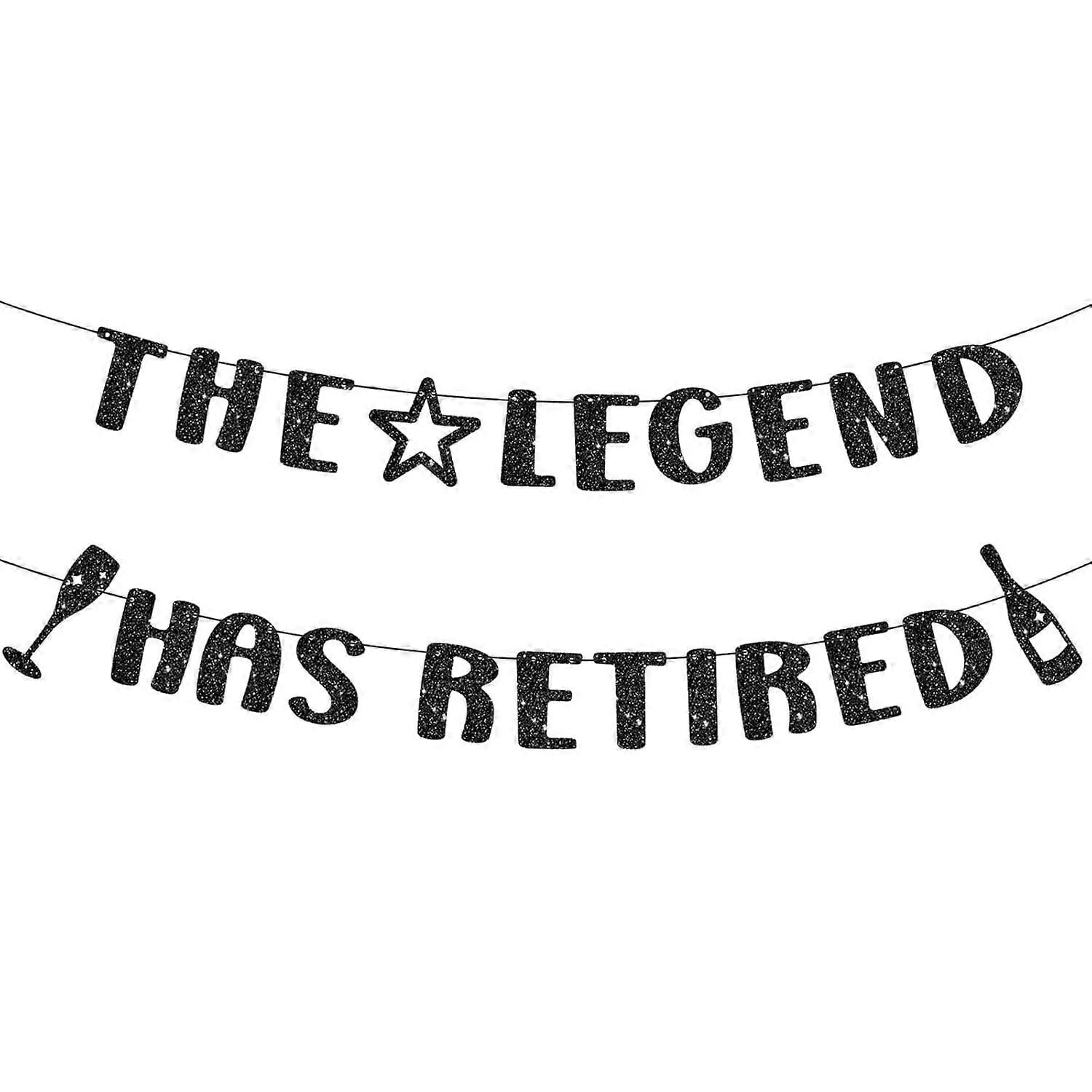 Banner "La leyenda se ha retirado", Banner brillante para la fiesta de ...