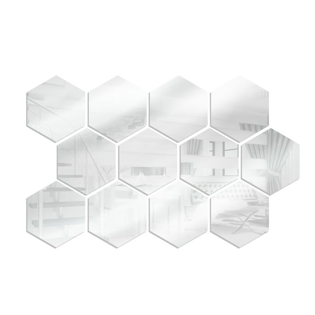Espejos decorativos hexagonales de acrílico para pared, 12 piezas ...