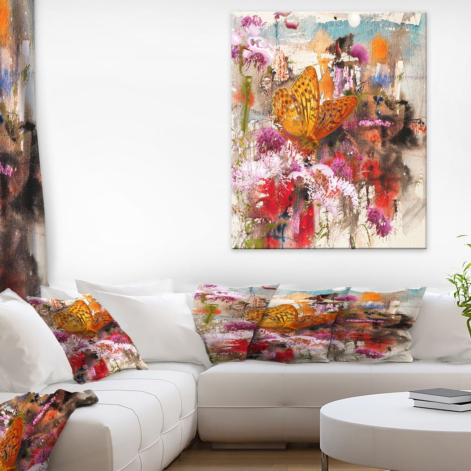 Click here for Designart Design Art Butterfly Drinking Honey Canv... prices