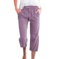 Capris Pants for Women 2026 Cotton Linen Casual Summer Straight Wide ...