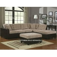 Beige and Brown Reversible Chaise 2 Tone L-Shaped Corduroy large ...