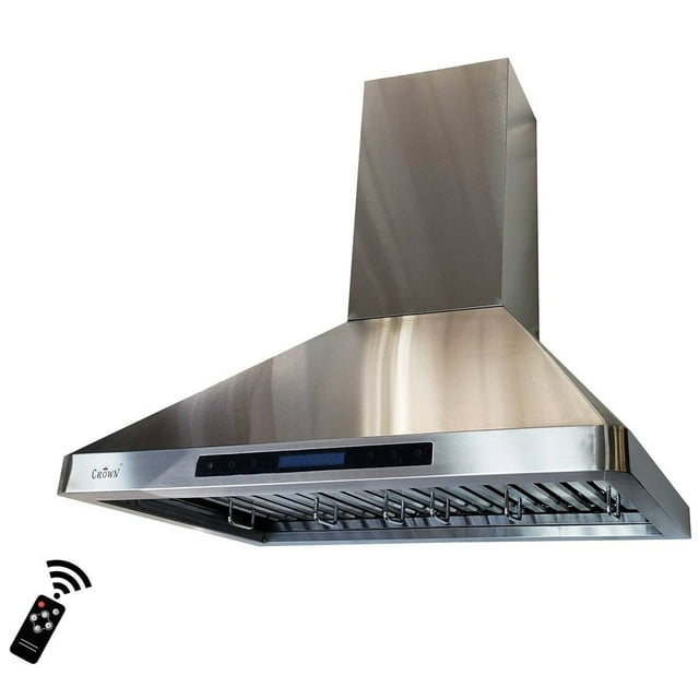 CROWN PRO-B05/36 36" Stainless Steel Wall Mount Range Hood, 900 CFM ...