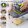 22-Piece Multifunction Vegetable Fruit Chopper, Gray and Green Body ...