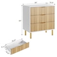 3 Drawer Dresser, Wood Chest of Drawers Organizer Storage with Gold ...