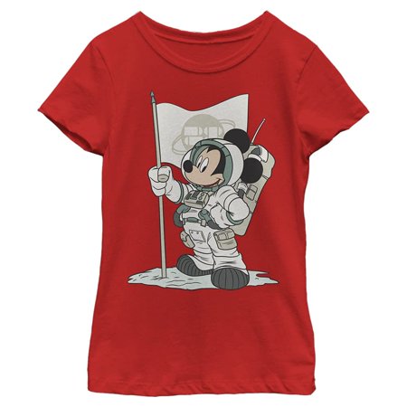 Disney Characters Astro Mickey Girl's Solid Crew Tee, Red, Large ...