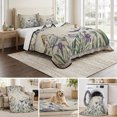 96x106in Quilt Bedding Set, Spring Birds Blue Purple Flowers Leaves ...