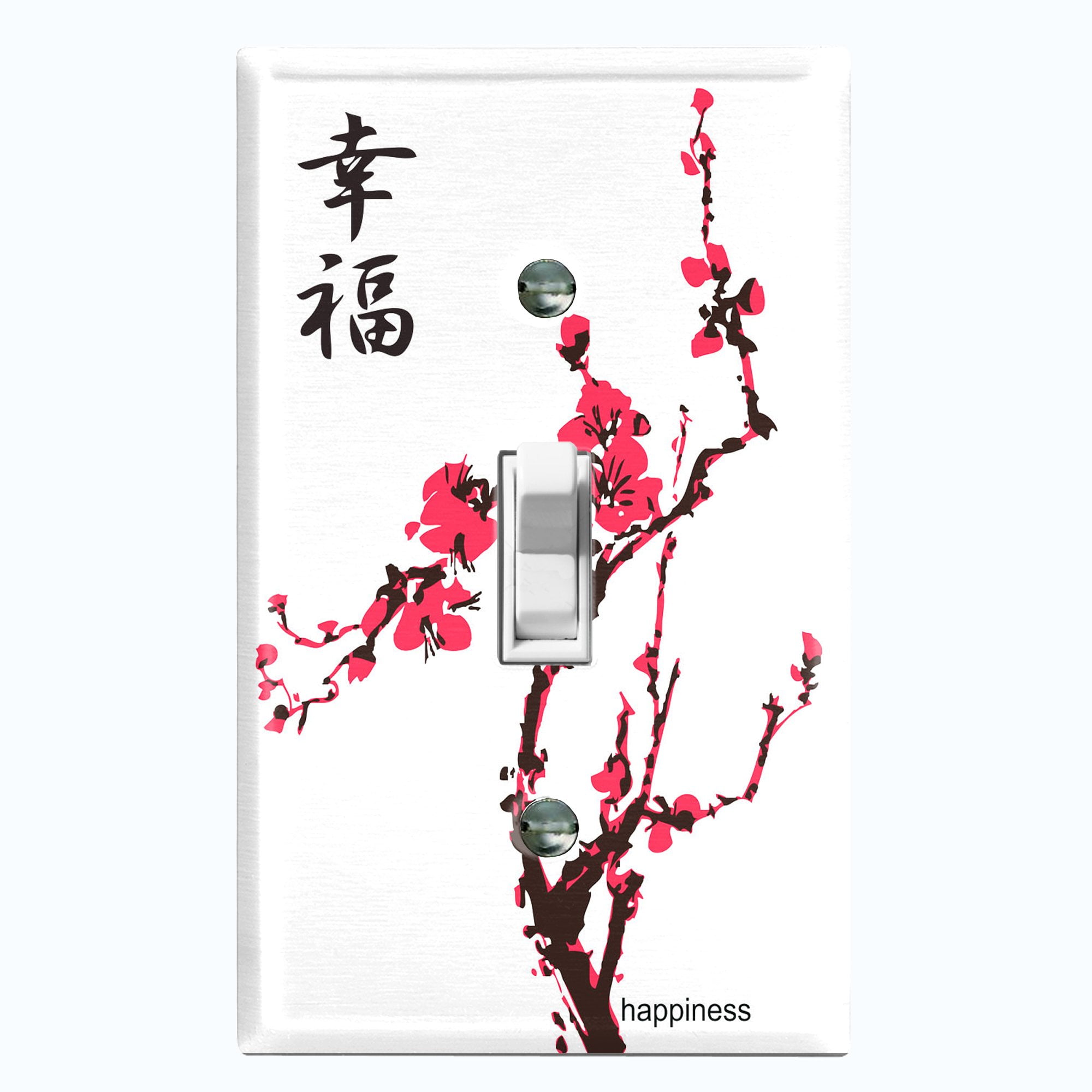 Metal Light Switch Plate Cover Japanese Pink Sakura Flower House Red ...