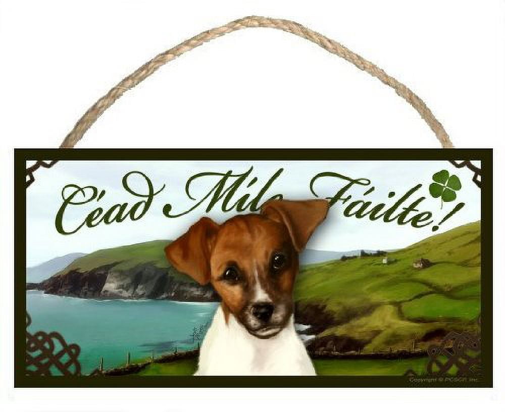 Jack Russell Dog Irish Welcome Sign / Plaque Cad Mle Filte featuring ...
