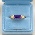 925 Sterling Silver Baguette Cut Amethyst Solitaire Ring, Half Bezel ...