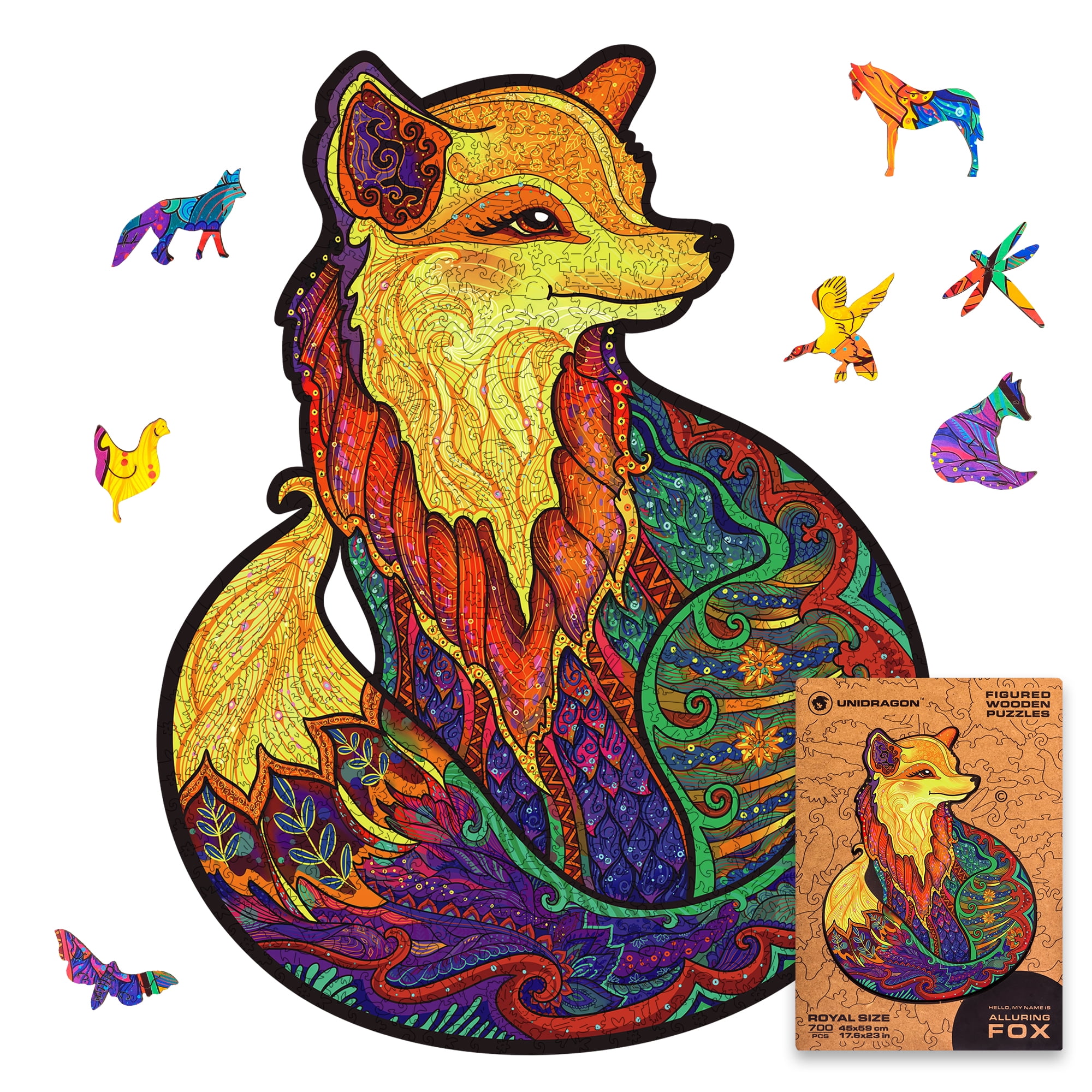 UNIDRAGON Alluring Fox Wooden Jigsaw Puzzle Royal Size 700 pieces ...