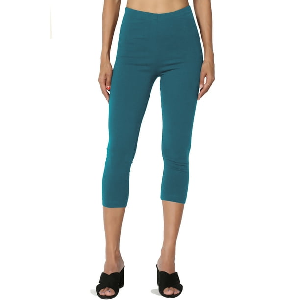 Themogan Womens S 3x Cotton Jersey High Waist Mid Calf Length Capri