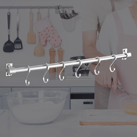 Utensil Rack Wall Mount, Kitchen Rail with 6/8 Kitchen Sliding Hooks ...