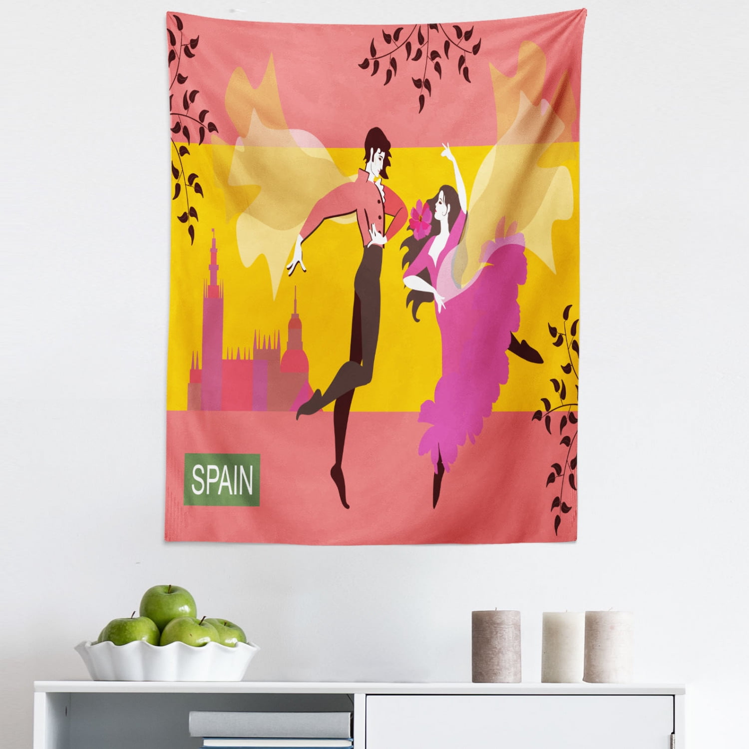 Travel Tapestry, Young Spanish Dancer Woman and Man with Ornaments ...