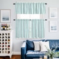 3 Piece Kitchen Curtains and Valances Set Green Stripes Cafe Curtains ...