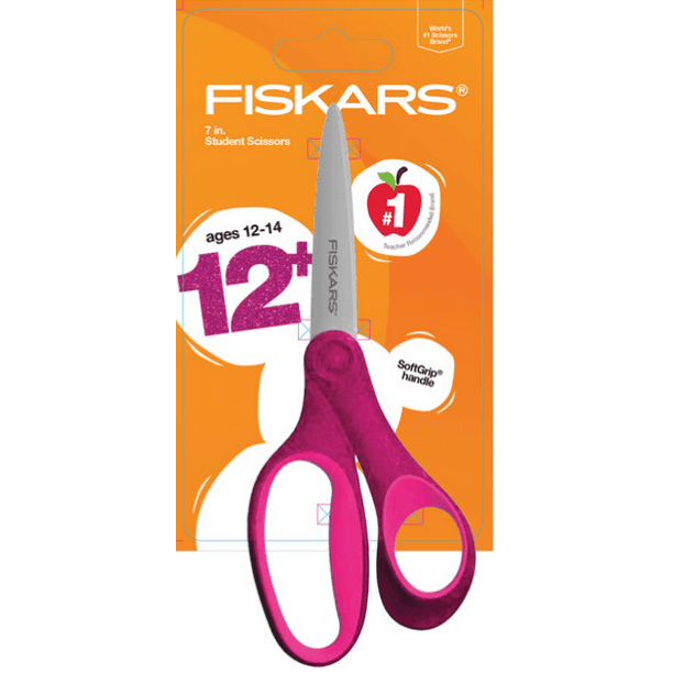 Fiskars 7in Student Scissor, Pink Glitter, Ages 12-14 - Walmart.com