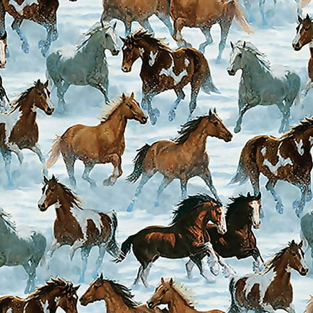 Wild Wings Fleece Horses Fabric - Walmart.com